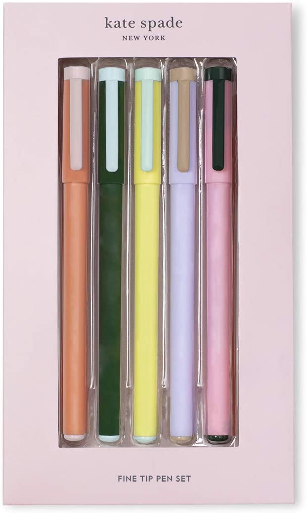 Kate Spade New York Black Ink Fine Tip Pen Set of 5, Colorblock – BigaMart