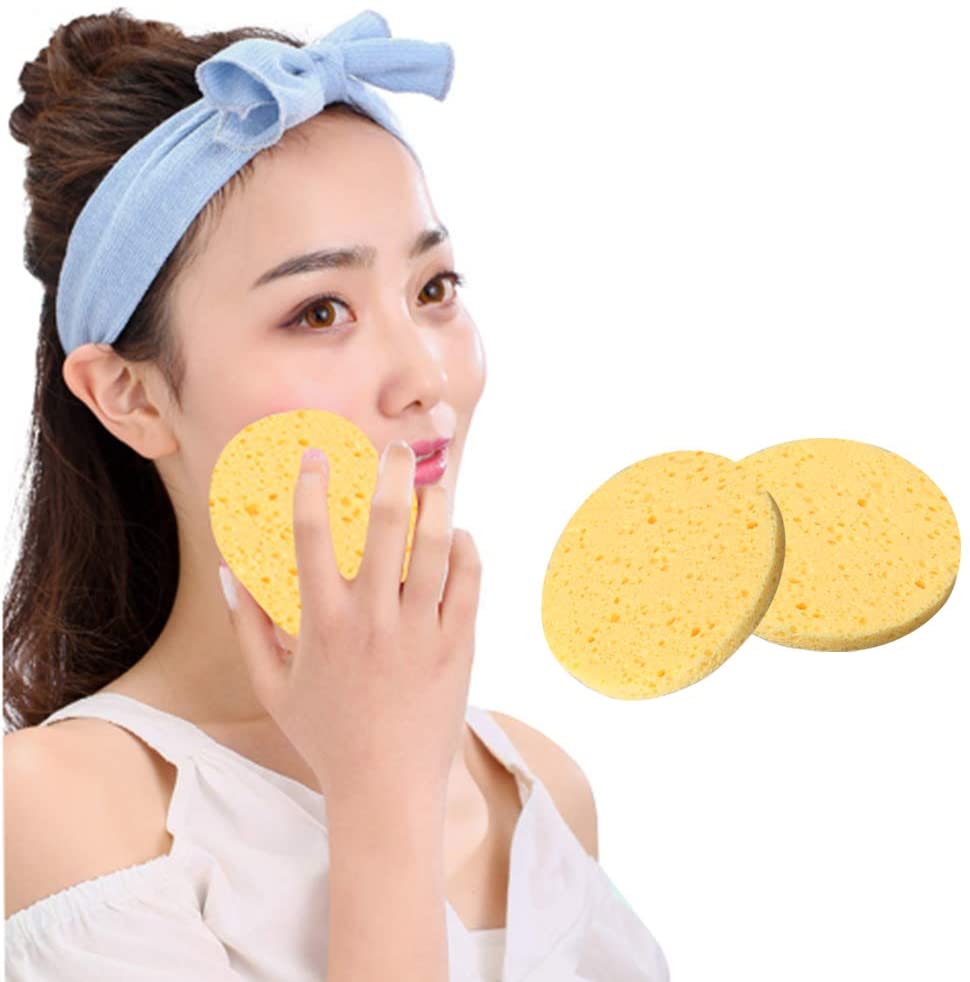kuou 50 Pcs Facial Sponge,Wash Face Sponge Cellulose Compress Face ...