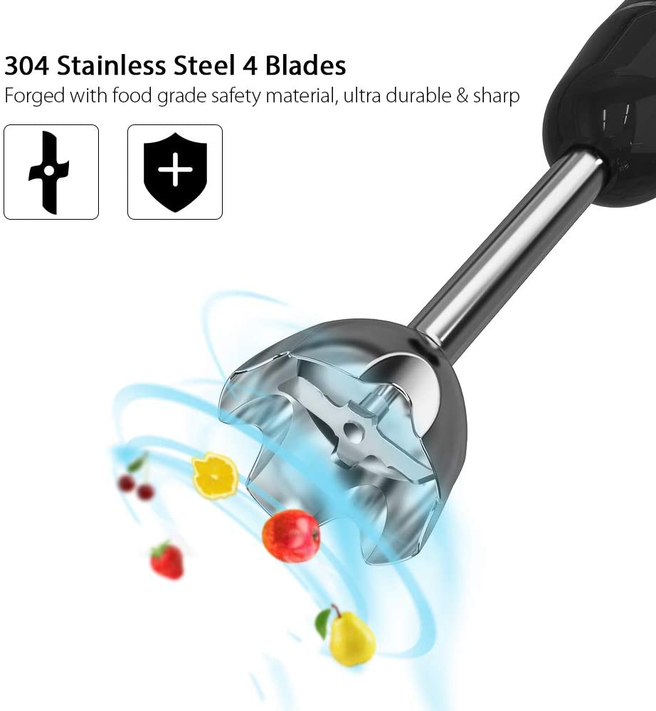 homgeek Hand Blender, 3-in-1 Electric Handheld Stick Immersion Mixer ...