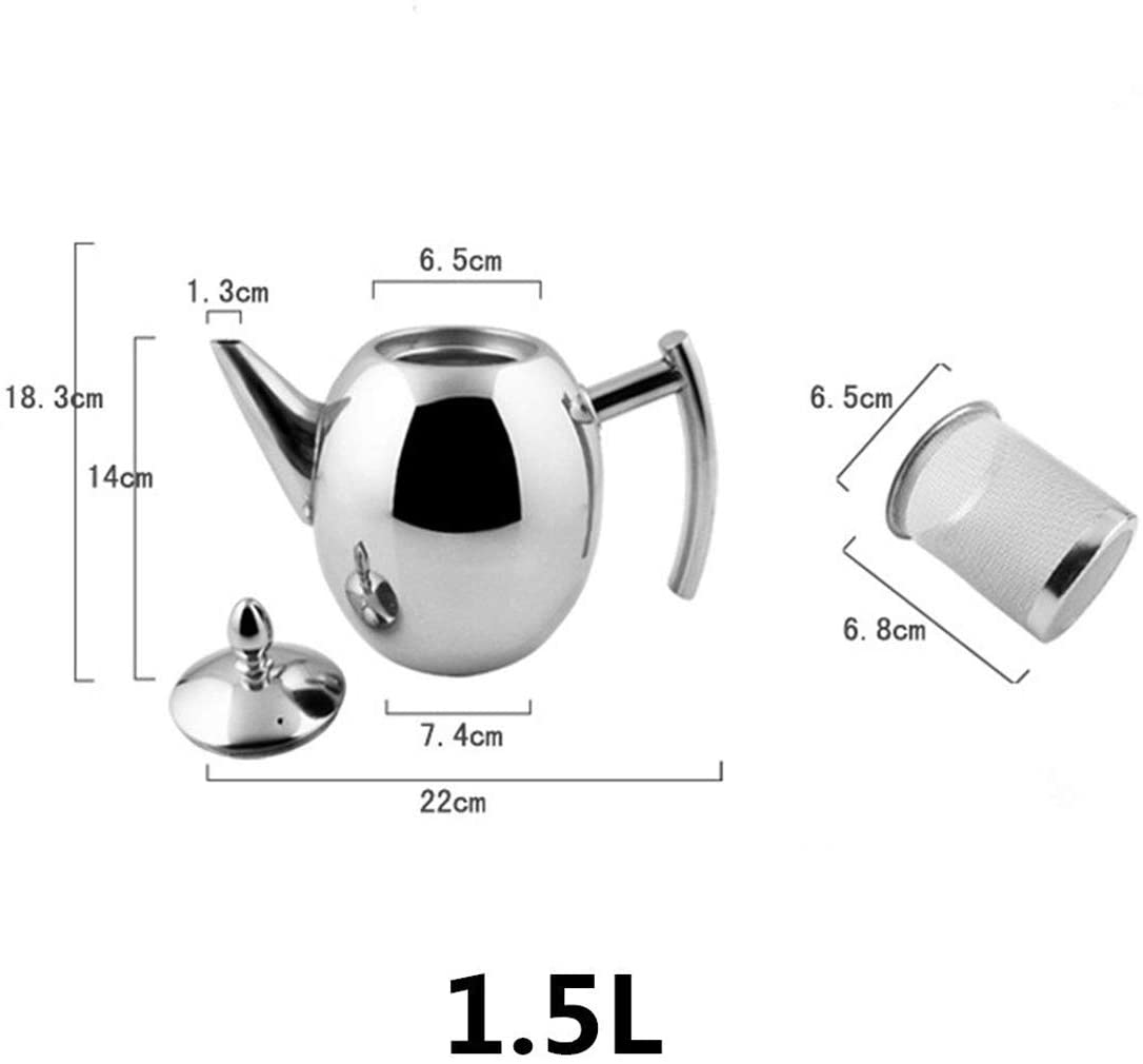 1500ml Stainless Steel Teapot Set with Infuser Filter and Suitable for ...