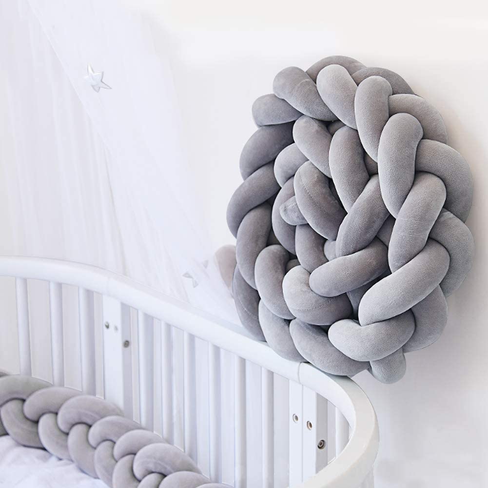 Braided Baby Crib Bumper,Baby Head Guard Bumper Knot Braid Cushion,3m ...