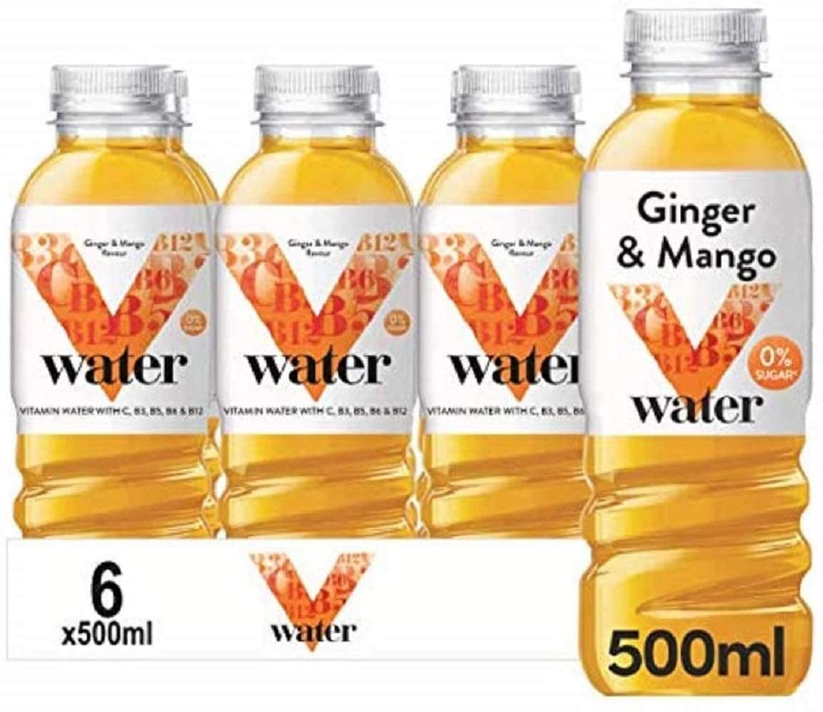 V Water Ginger & Mango Vitamin Water – Zero Sugar – No Artificials, 6 x ...