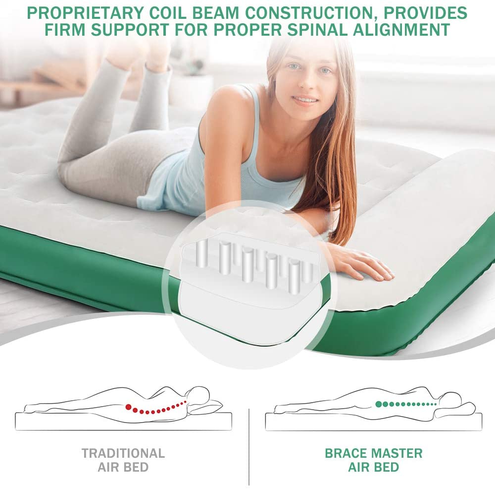 Brace Master Air Mattress with Pillow, Blow up Air Bed, Waterproof ...