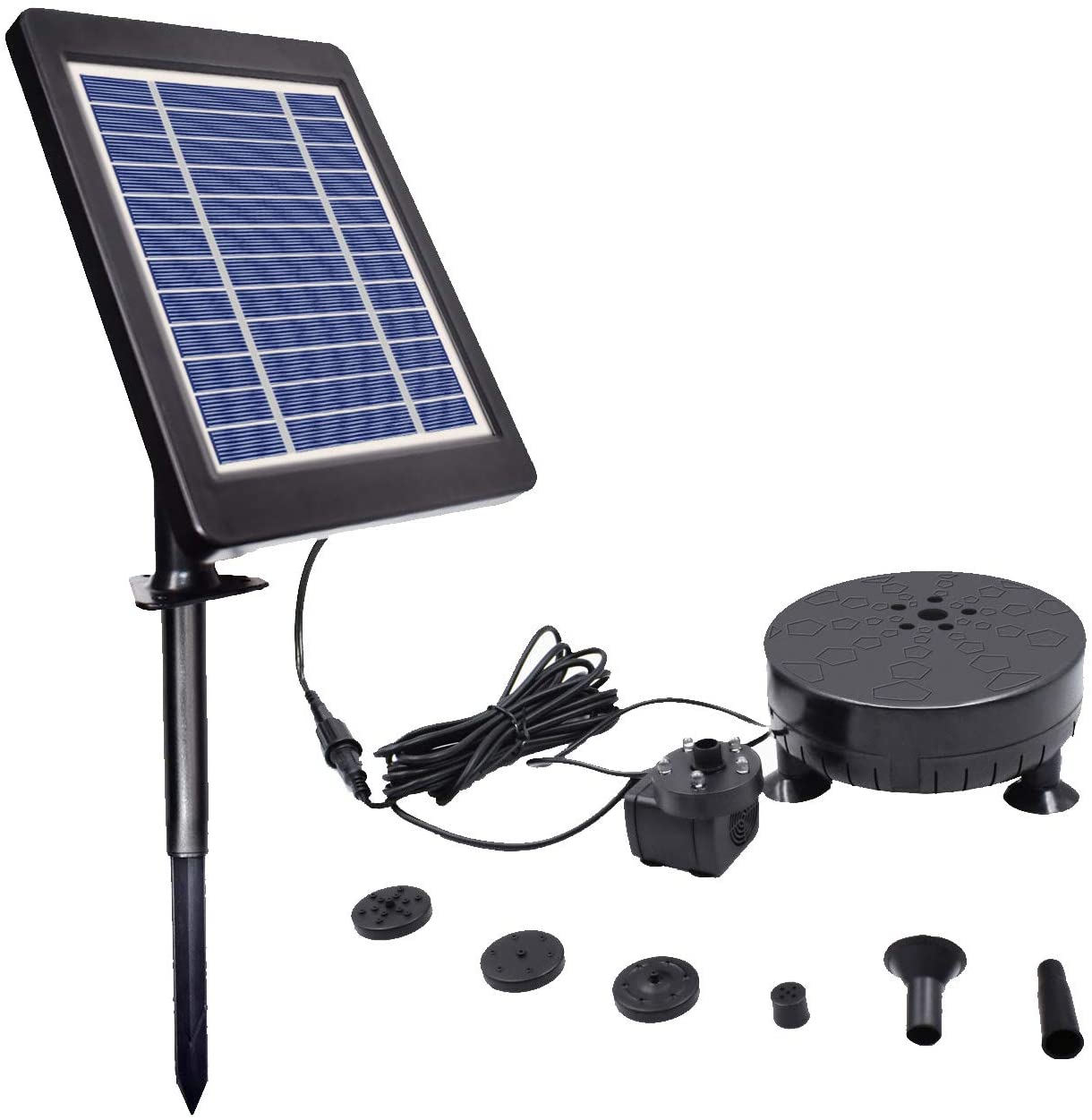 Solar Powered Fountain with LED Light and Battery Backup for Garden ...