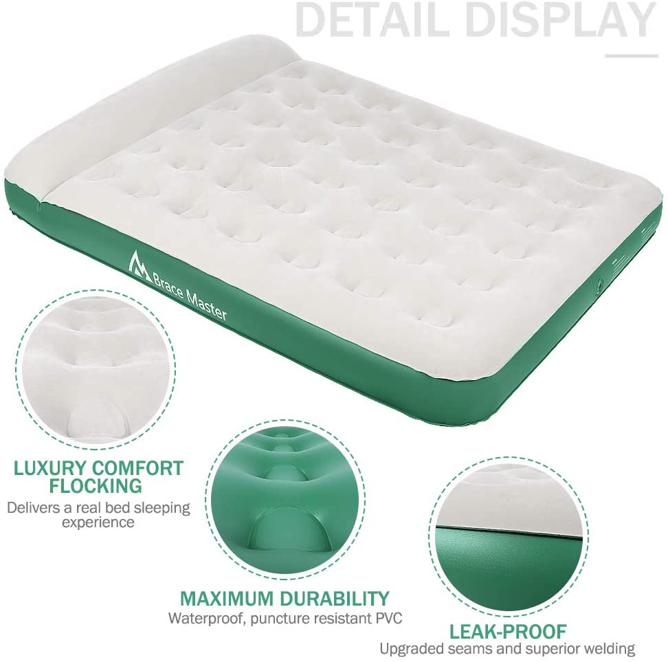 Brace Master Air Mattress with Pillow, Blow up Air Bed, Waterproof ...