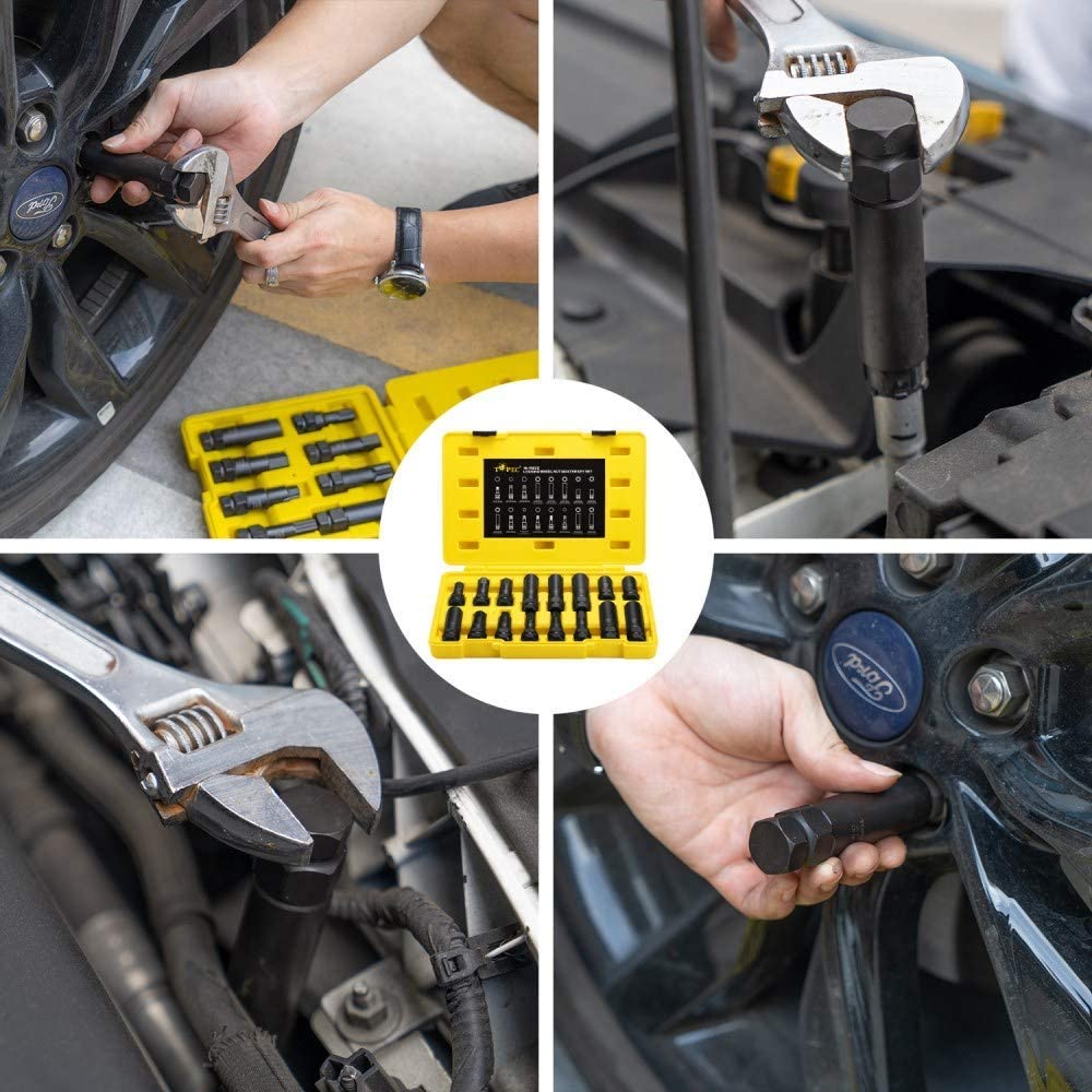 16 SAE Metric Piece Locking Lug Master Key Set, Wheel Lock Removal Kit ...