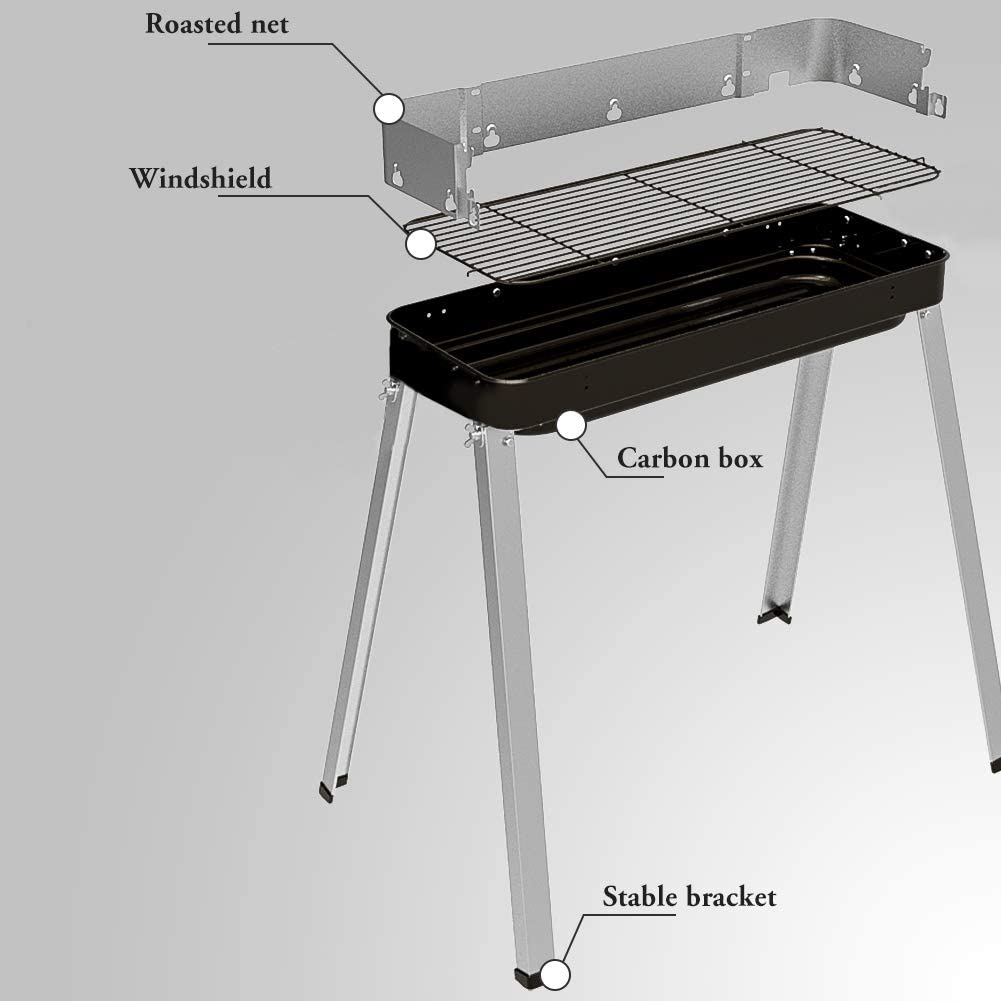 hengbo Charcoal BBQ Grill Portable Barbecue Grill Stainless Steel ...