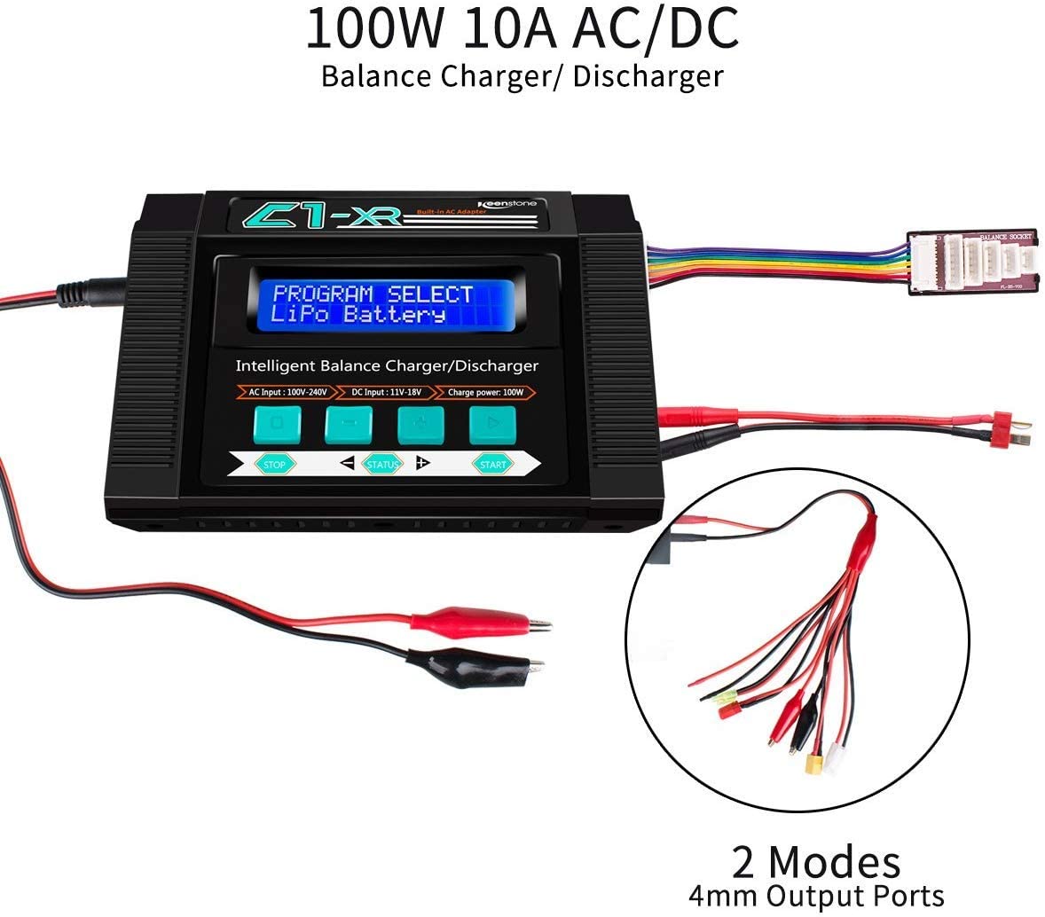 Keenstone 10A AC 100W Balance Charger Discharger for LiPo/Li-ion/LiFe ...