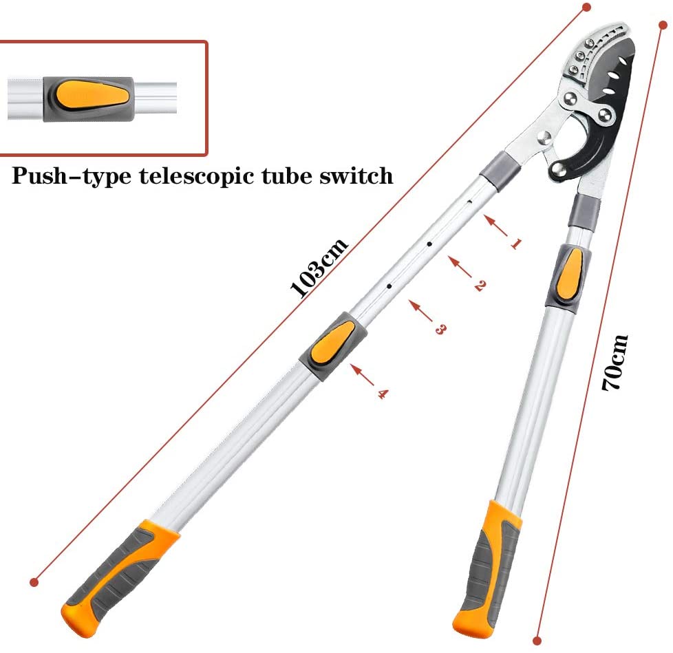 AIRAJ Anvil Loppers 70-103cm,Heavy Duty Telescopic Lopper with SK5 ...
