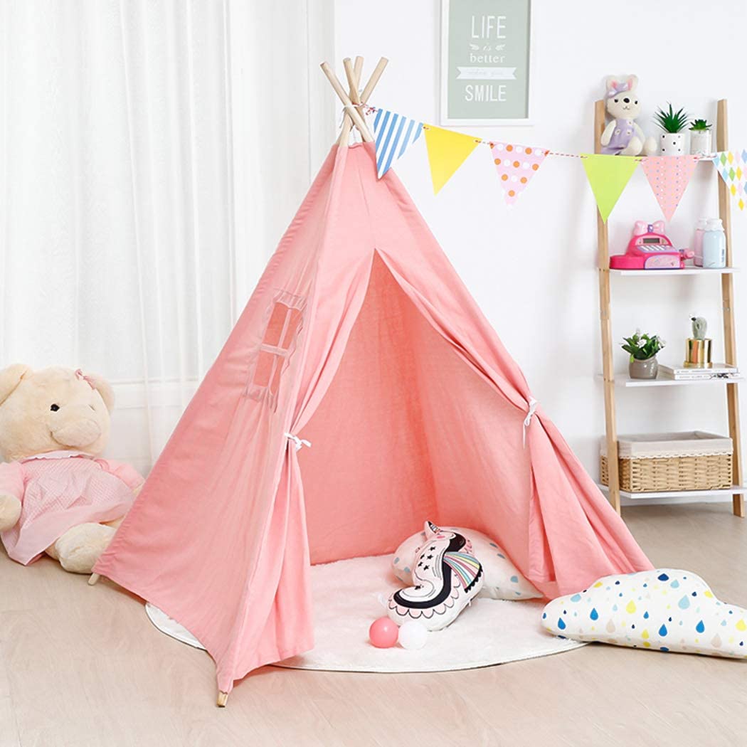 LUVODI Kids Teepee Play Tent Children Indian Wigwam Playhouse Line ...
