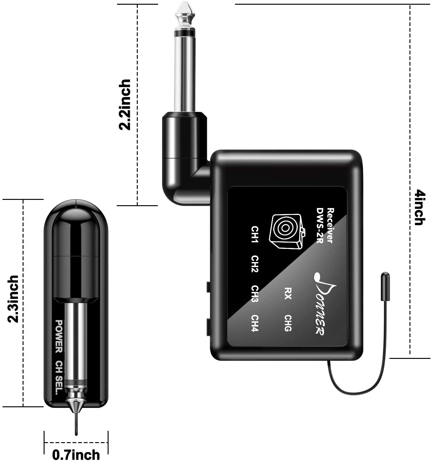 Donner Digital Wireless Guitar System DWS-2 Guitar Bass Audio ...