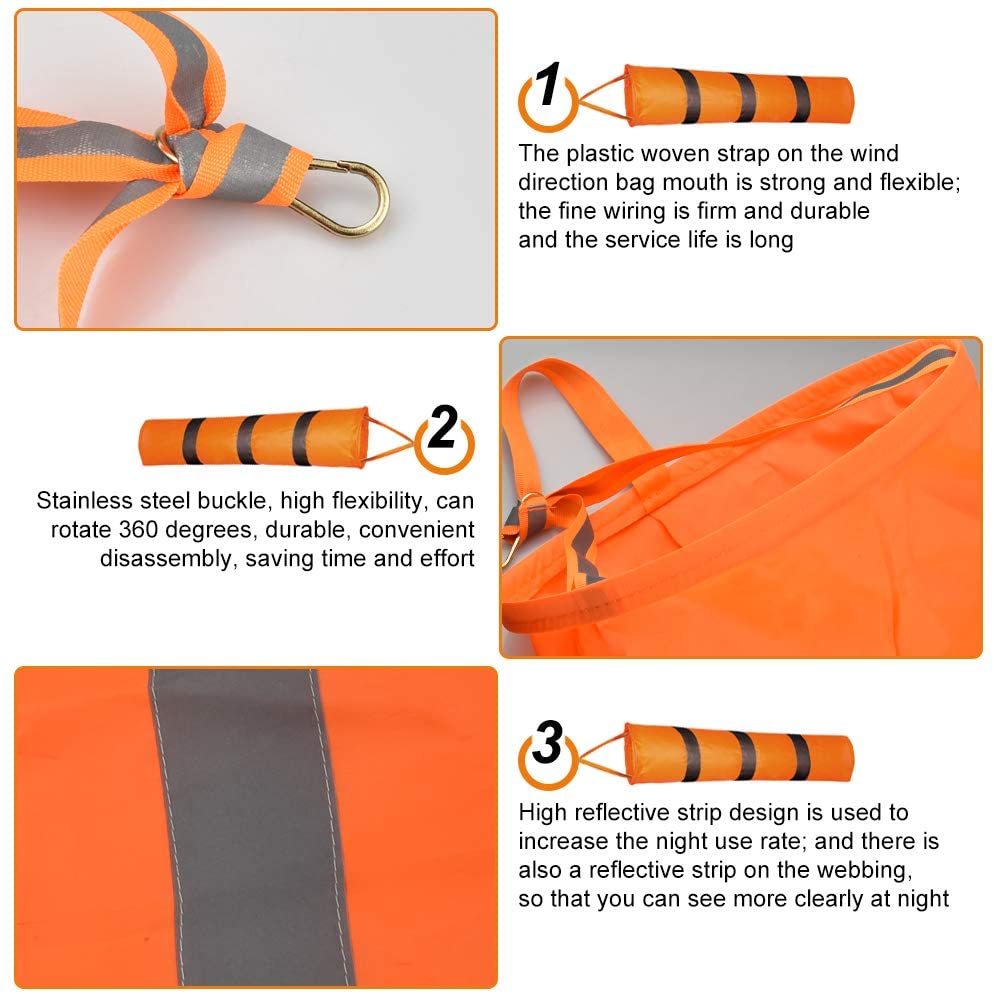 EMAGEREN Airport Windsock Weatherproof Fluorescent Windsock Flags Rip ...