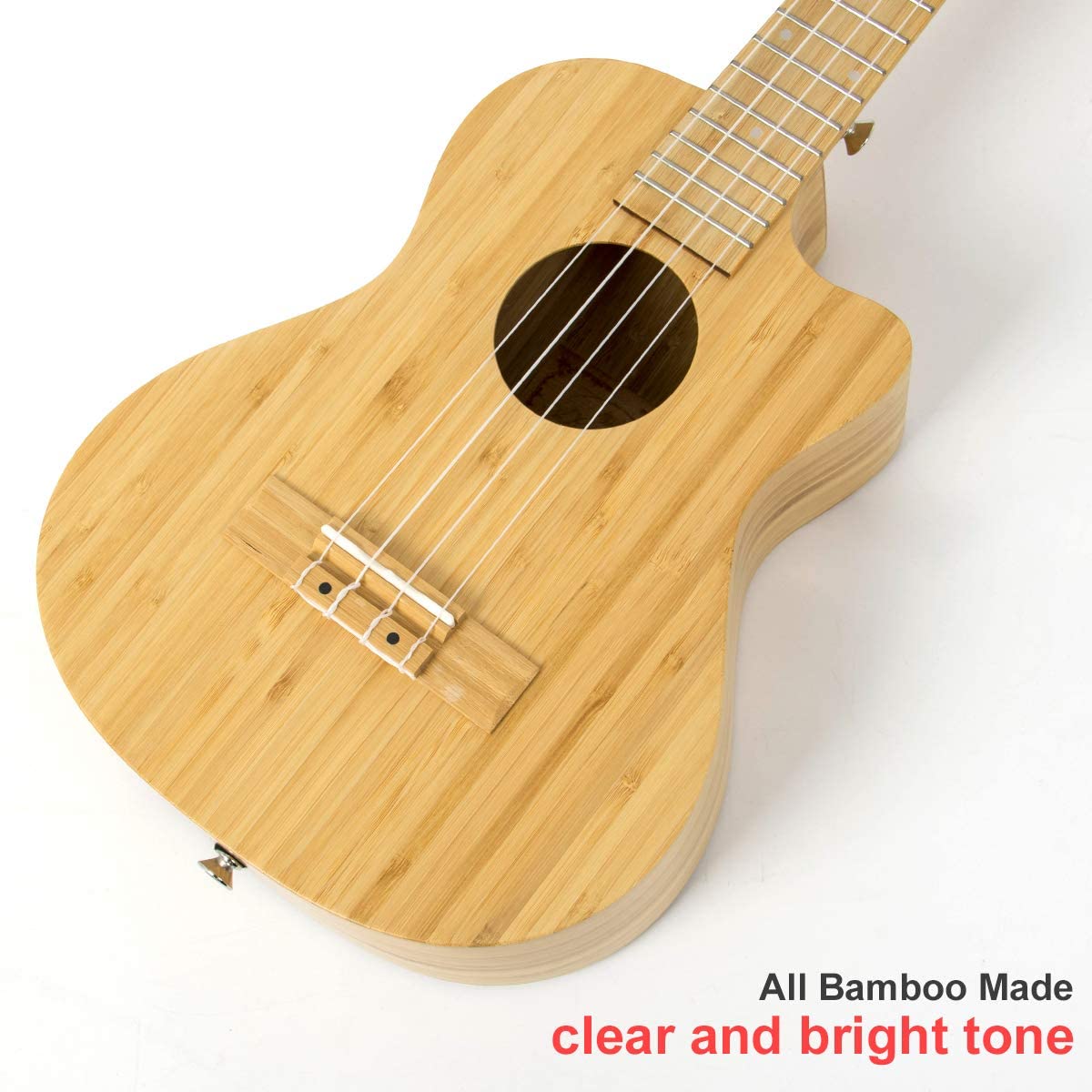 AKLOT Tenor Ukulele All Bamboo Ukelele 26 inch Cutaway Ukulele 18:1 ...