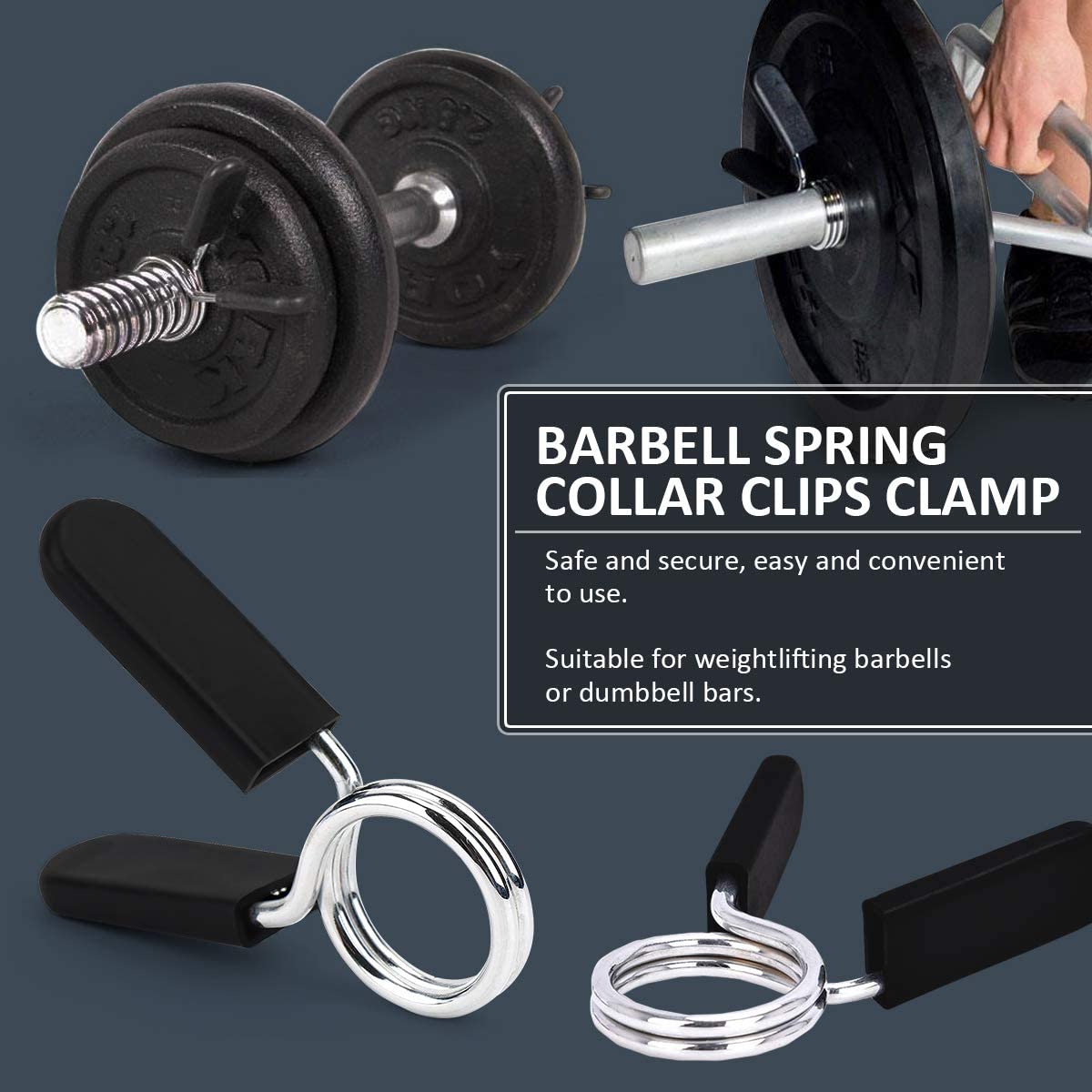 Ledeak Spring Collar Clips, Barbell Clamps For Olympic Bars, Weight Bar ...