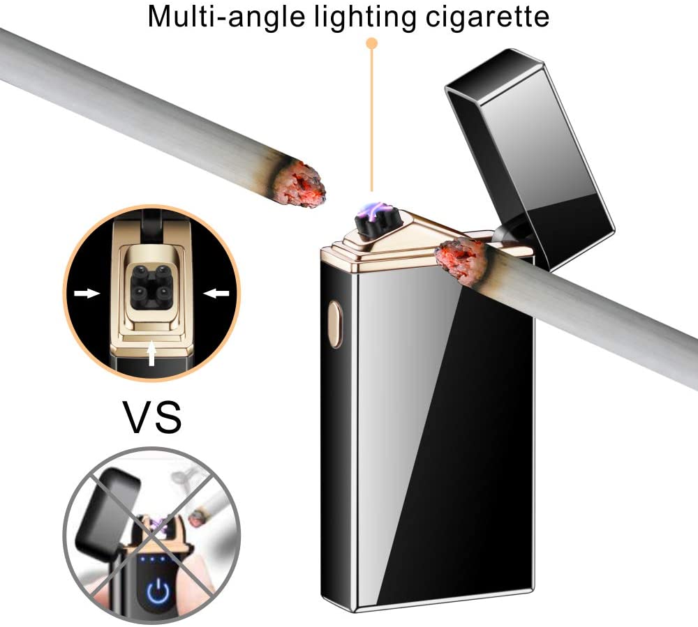 Lighters Dual Arc Lighter Rechargeable Flameless Windproof Electric ...