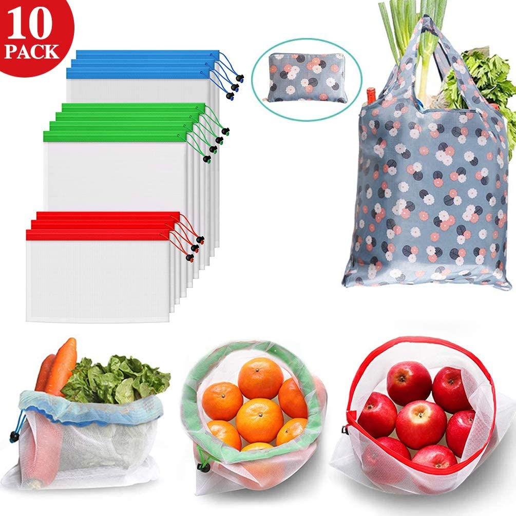 11pcs Reusable Mesh Produce Bags by Usetcc, ECO-Friendly Washable See ...