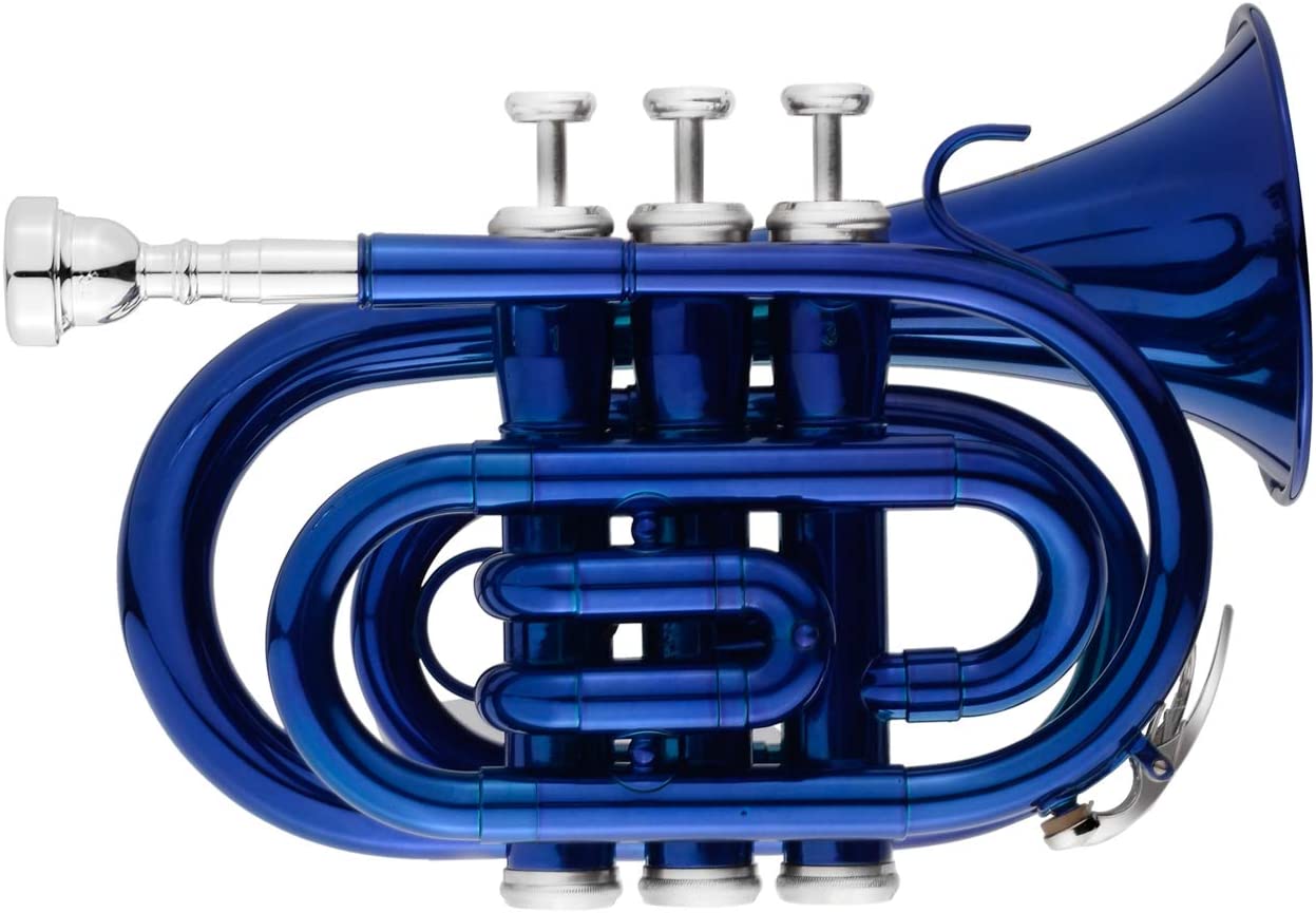 EastRock Pocket Trumpet Bb Gold Lacquer with Standard Trumpet 7C ...