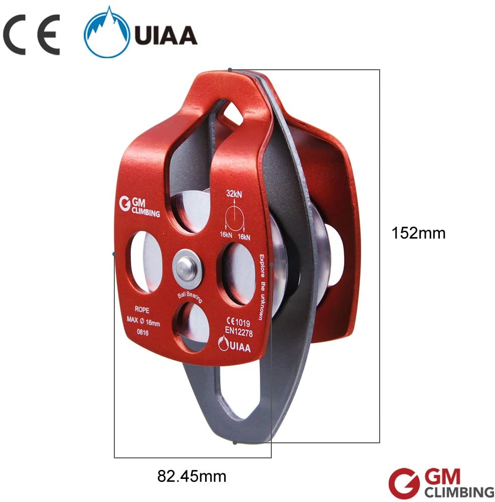 GM CLIMBING 32kN UIAA Certified Large Rescue Pulley Single/Double ...