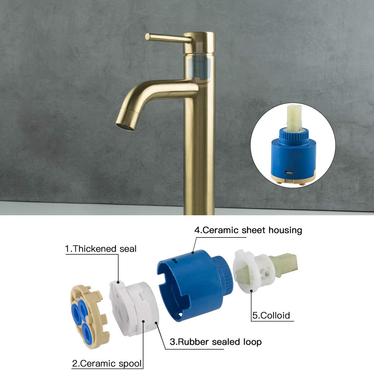 GAPPO Mono Basin Mixer Tap Single Lever Tall Counter Bathroom Sink Taps ...