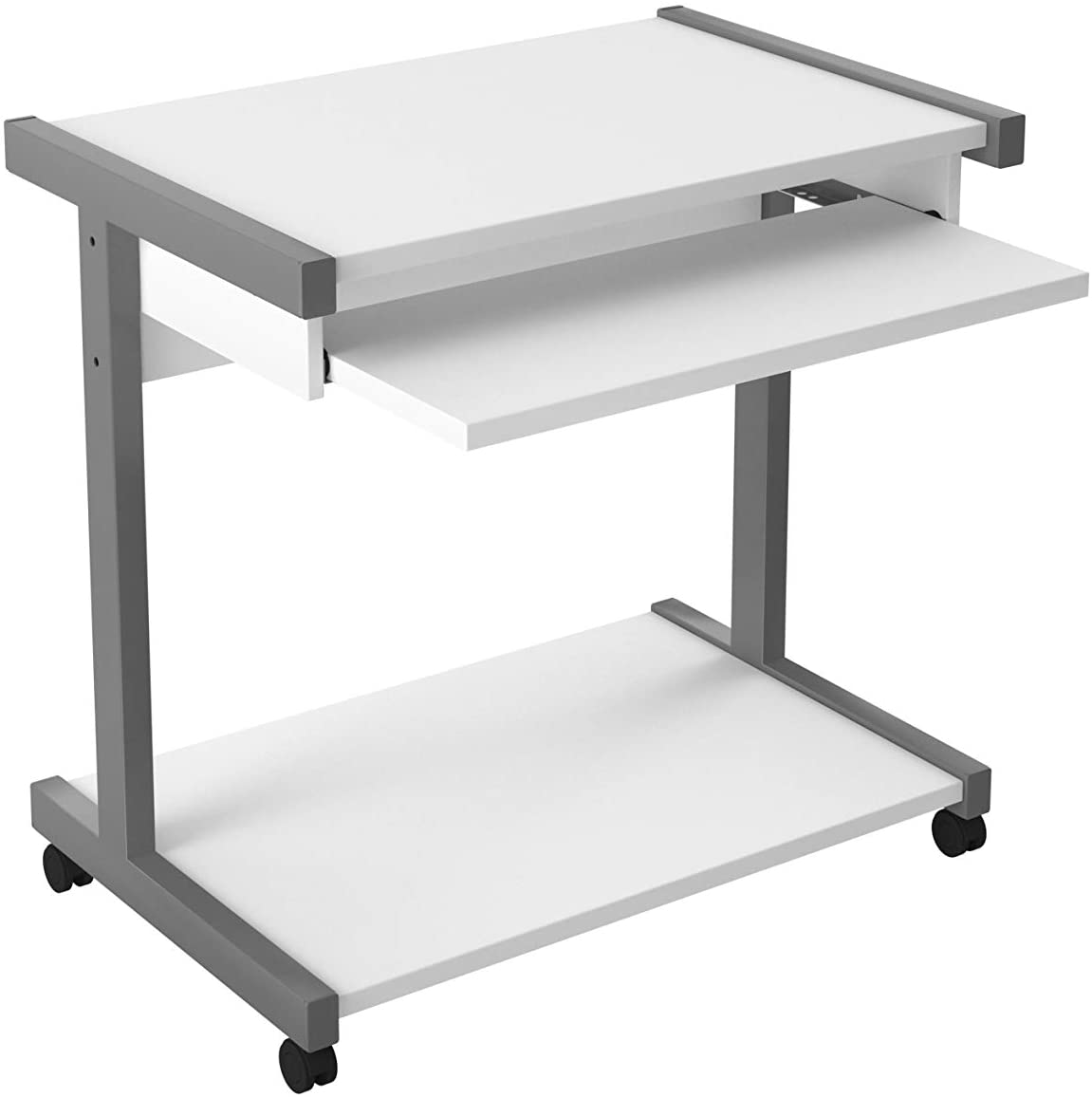 Office Hippo Mobile Home Office Desk With Pull Out Shelf, White, 79.4 x ...