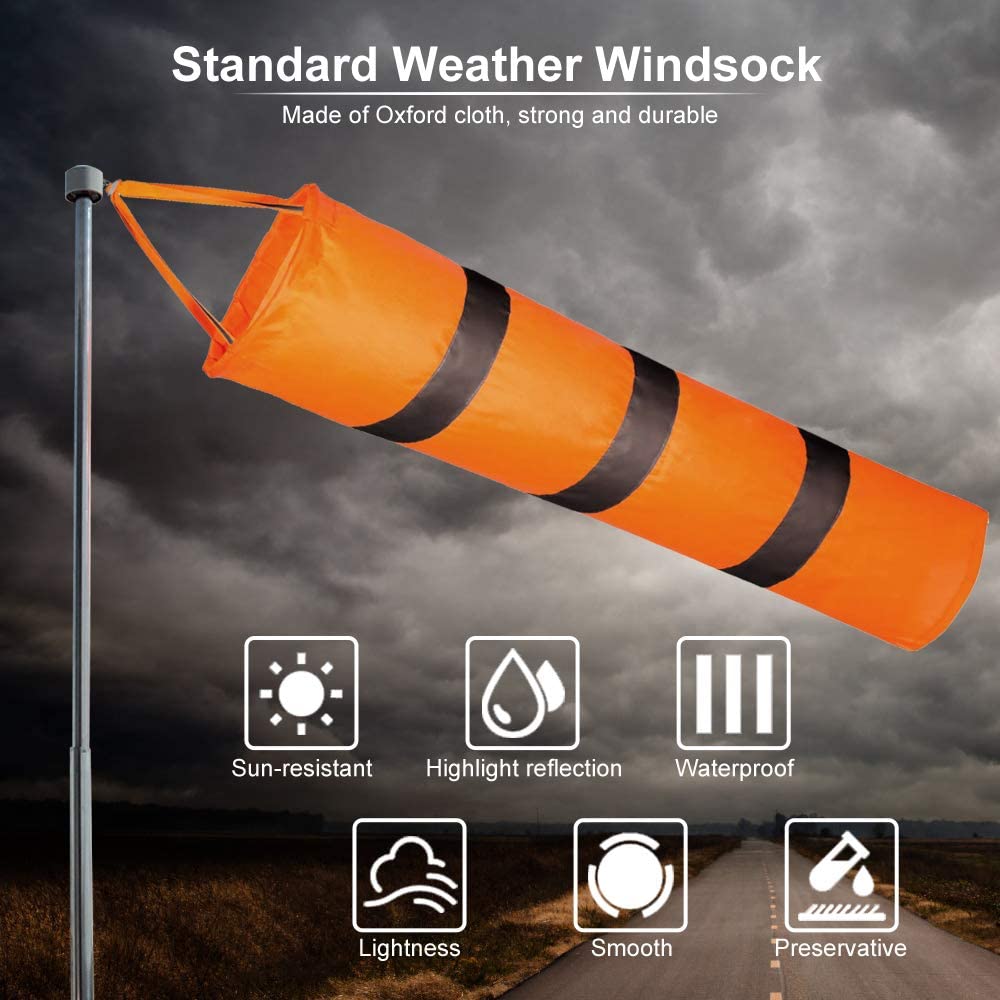 EMAGEREN Airport Windsock Weatherproof Fluorescent Windsock Flags Rip ...