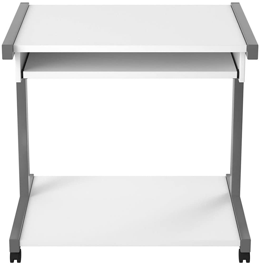 Office Hippo Mobile Home Office Desk With Pull Out Shelf, White, 79.4 x ...