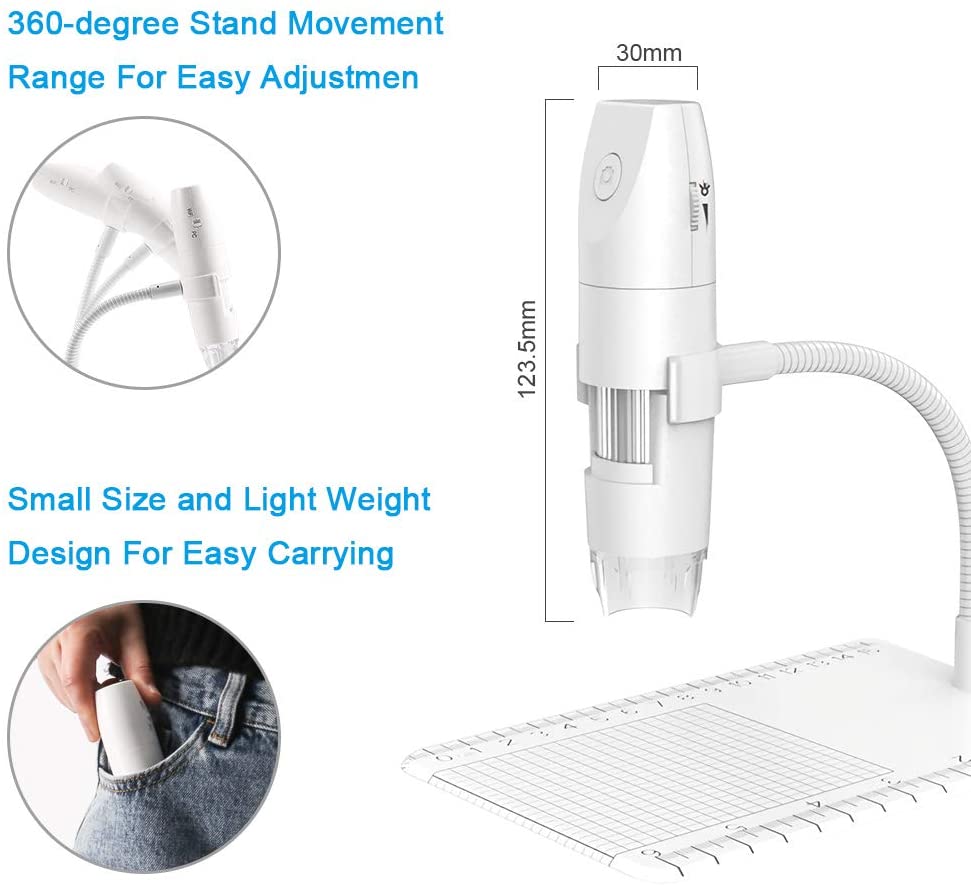 Digital Microscope, ROTEK WiFi USB Microscope Camera 1000x Zoom 1080P ...