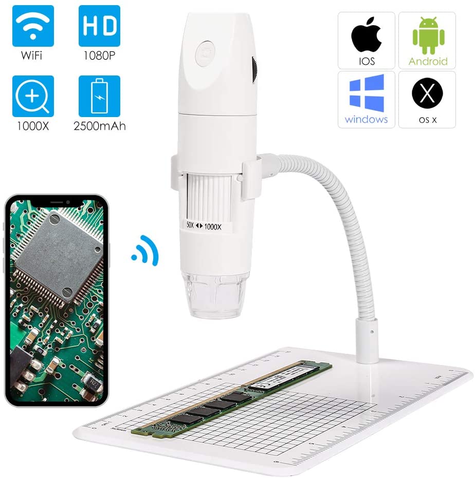 Digital Microscope, ROTEK WiFi USB Microscope Camera 1000x Zoom 1080P ...