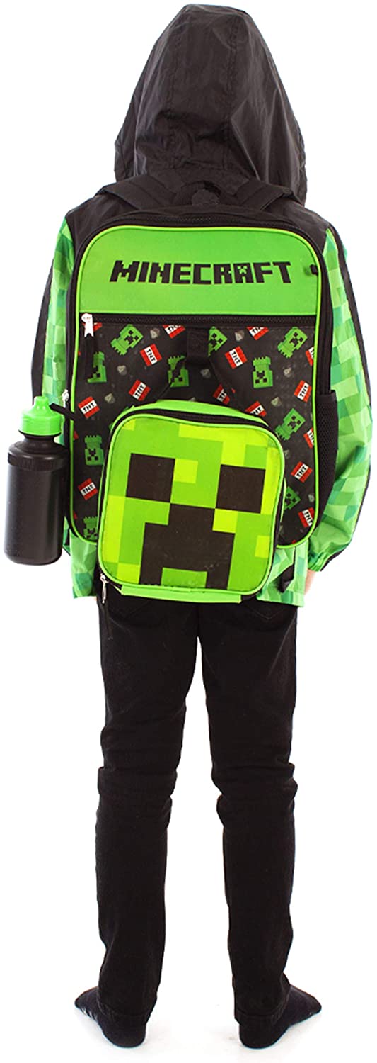 Minecraft Creeper TNT 5 Piece Backpack Set Lunch Box Pencil Case Bottle ...