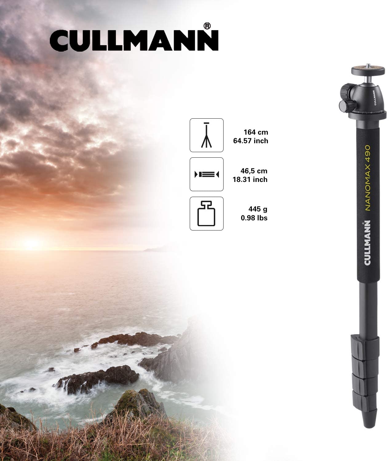 Cullmann NANOMAX 490 Monopod with Ball Head, Quadruple Extension – BigaMart