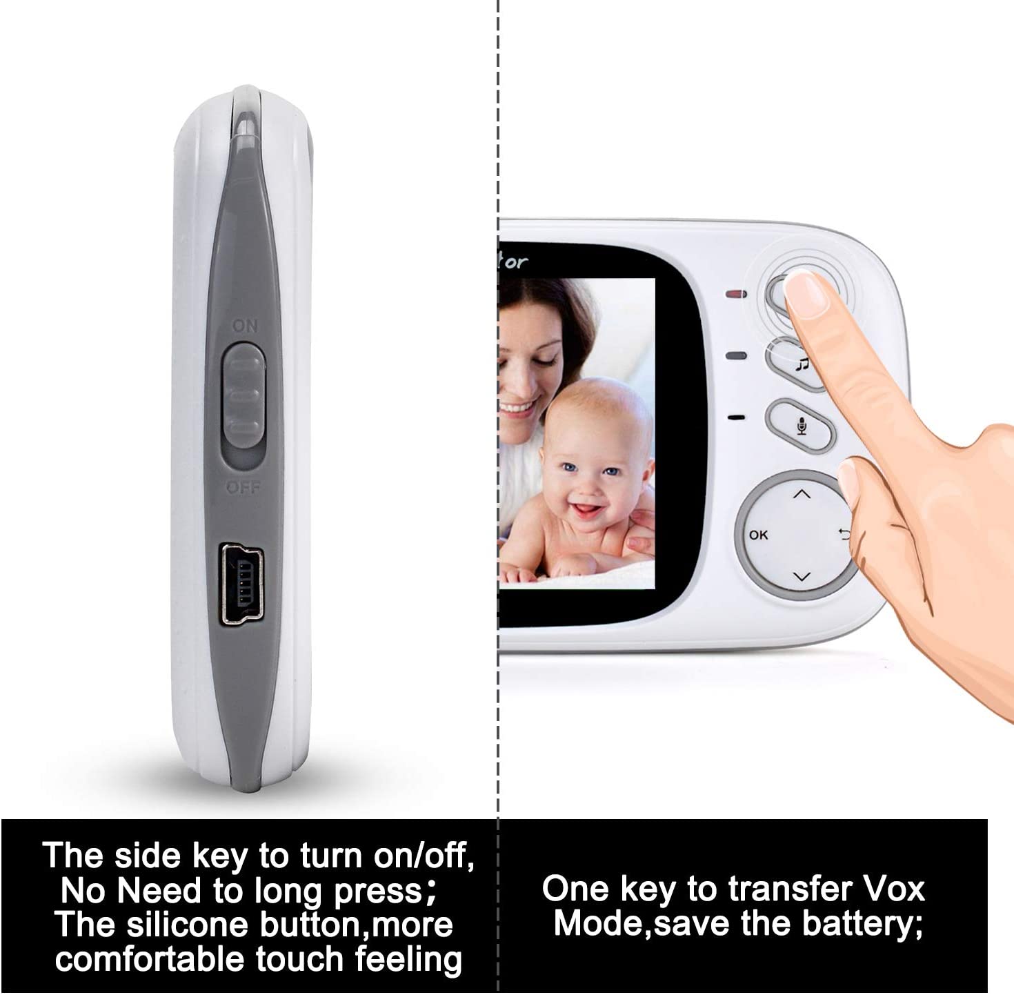 Baby Monitor, Baby Video Camera with 3.2” LCD Digital Screen 750mAh ...