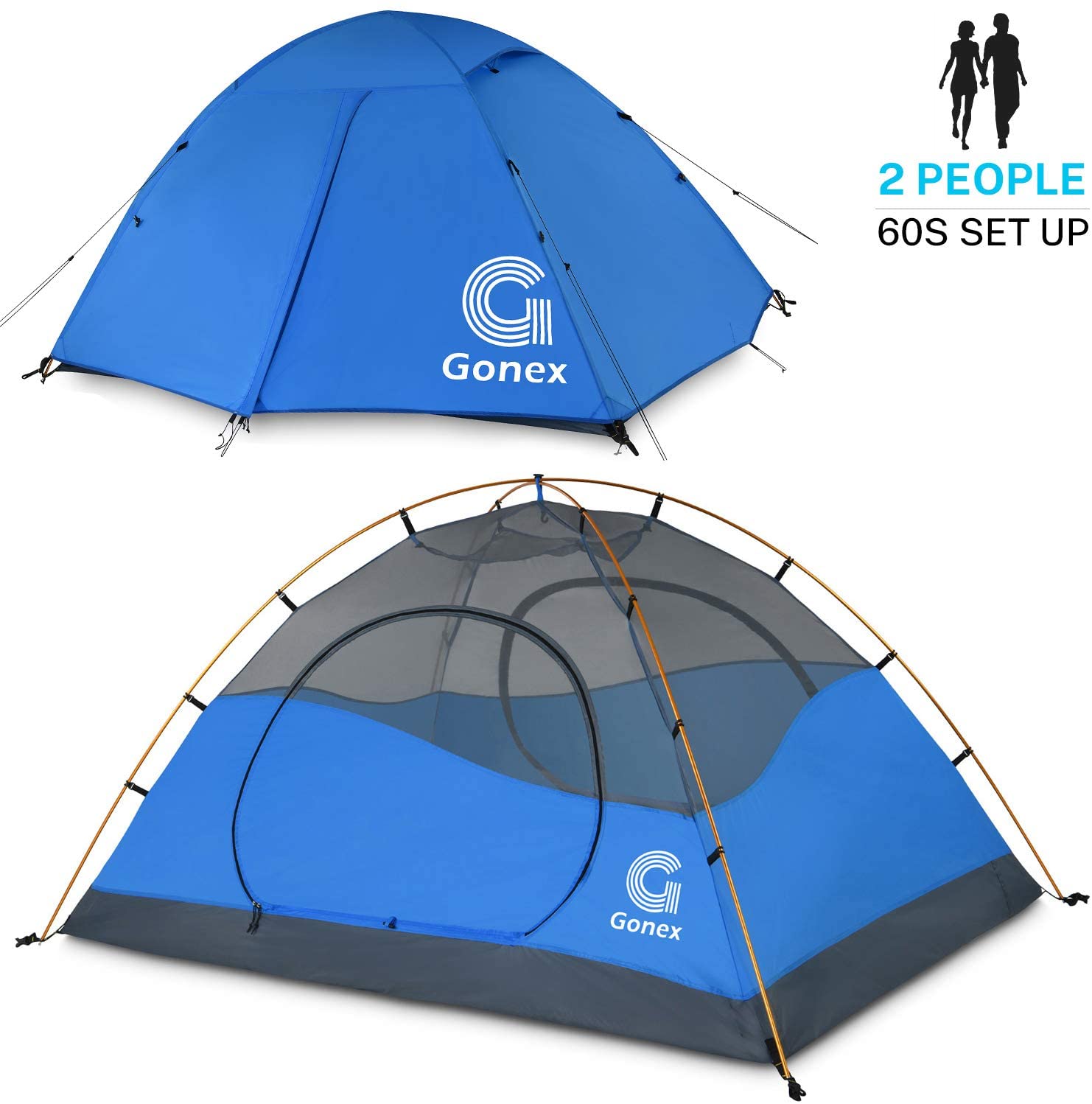 Gonex Camping Tent, 4 Person Dome Tent Waterproof & Windproof ...