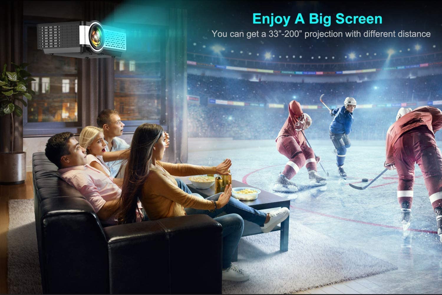 TOPTRO Projector,Native 1280*720P Projector,Upgraded 5800 Lumens Mini ...