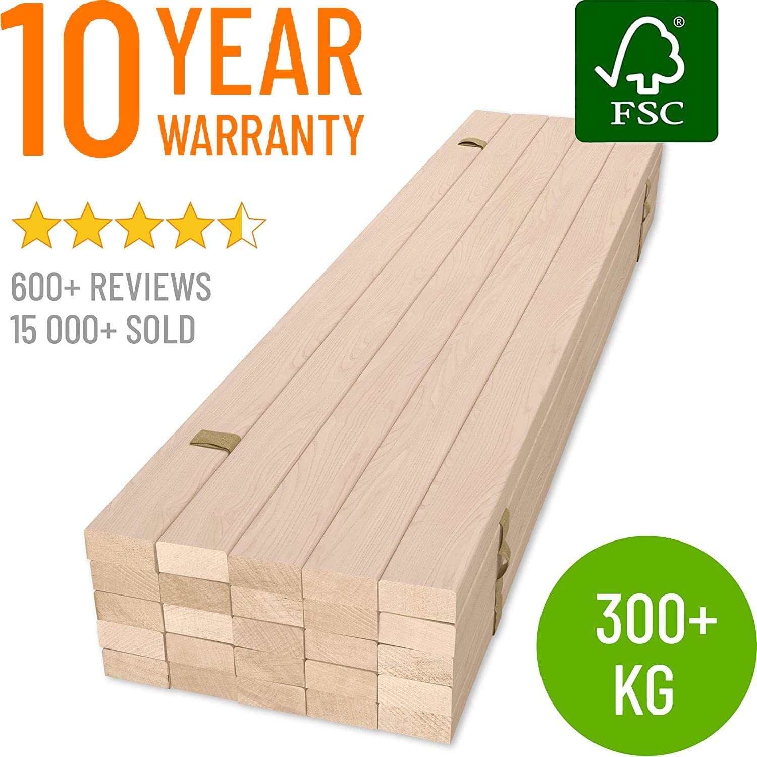 Bed Slats 6ft Super King 1830 mm – 25 Slats 2 Pieces Withstand 300 kg ...