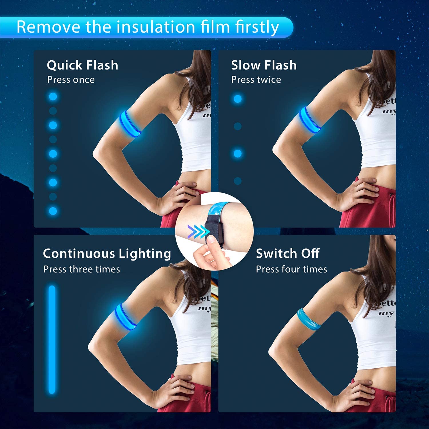 LED Armband, Flashing Reflective Led Safety Armband Light-up Armband ...