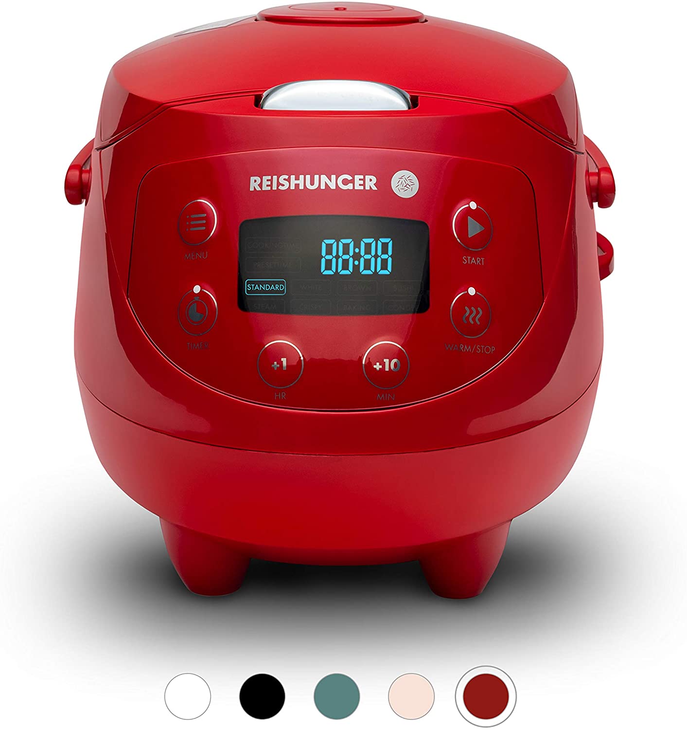 Reishunger Digital Mini Rice Cooker & Steamer – Red – Keep Warm ...