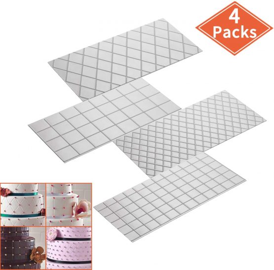 4 Pcs Fondant Impression Mats – 2 Pcs Square and 2 Pcs Diamond ...