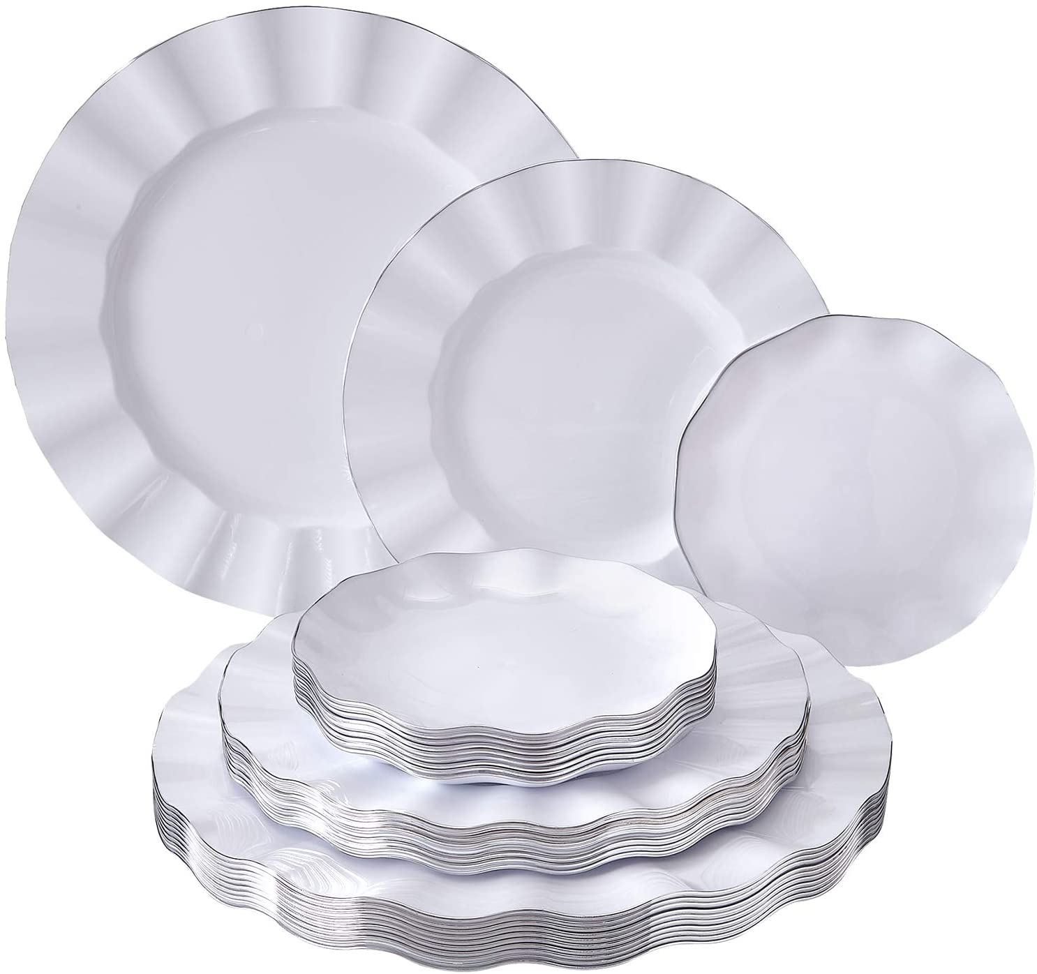 PARTY DISPOSABLE 180 PC DINNERWARE SET | 60 Dinner Plates | 60 Salad ...