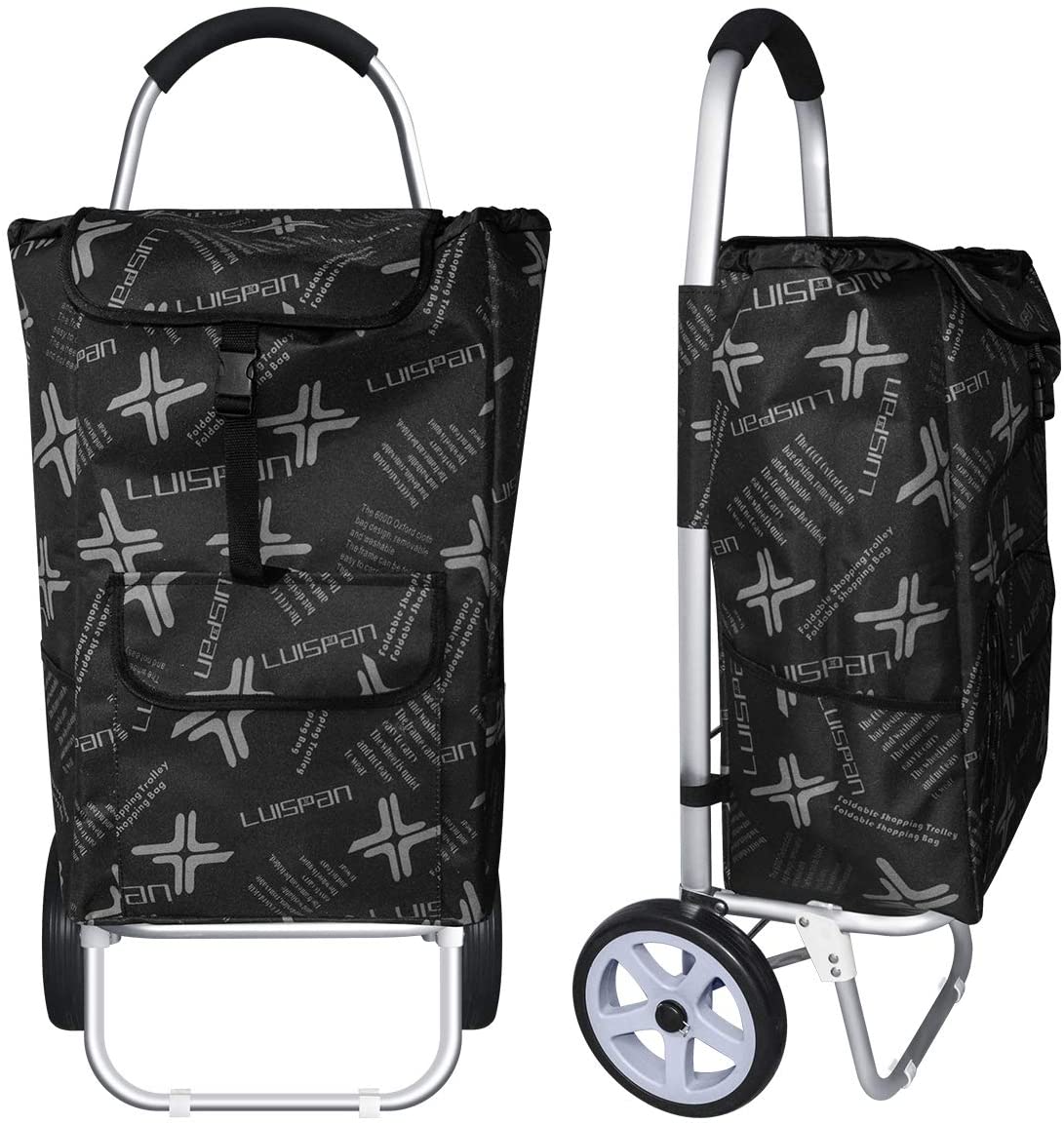 DoubleBlack Shopping Trolley with 2 Silent Wheels Detachable Bag ...