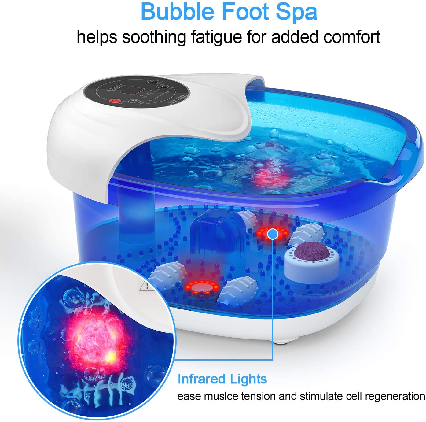 Foot Spa Misiki Foot Bath Massager with Heater Bubbles Vibration ...