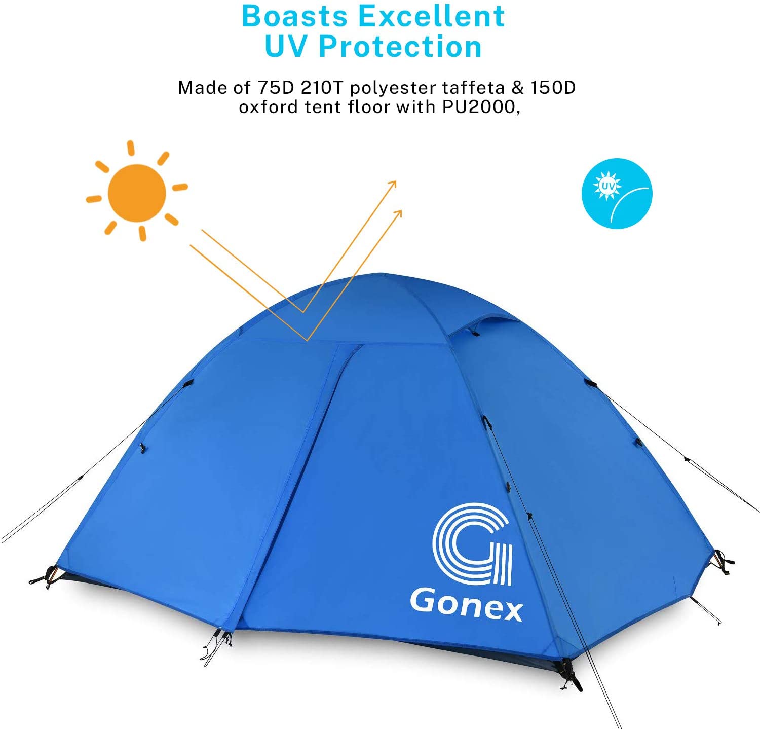 Gonex Camping Tent, 4 Person Dome Tent Waterproof & Windproof ...