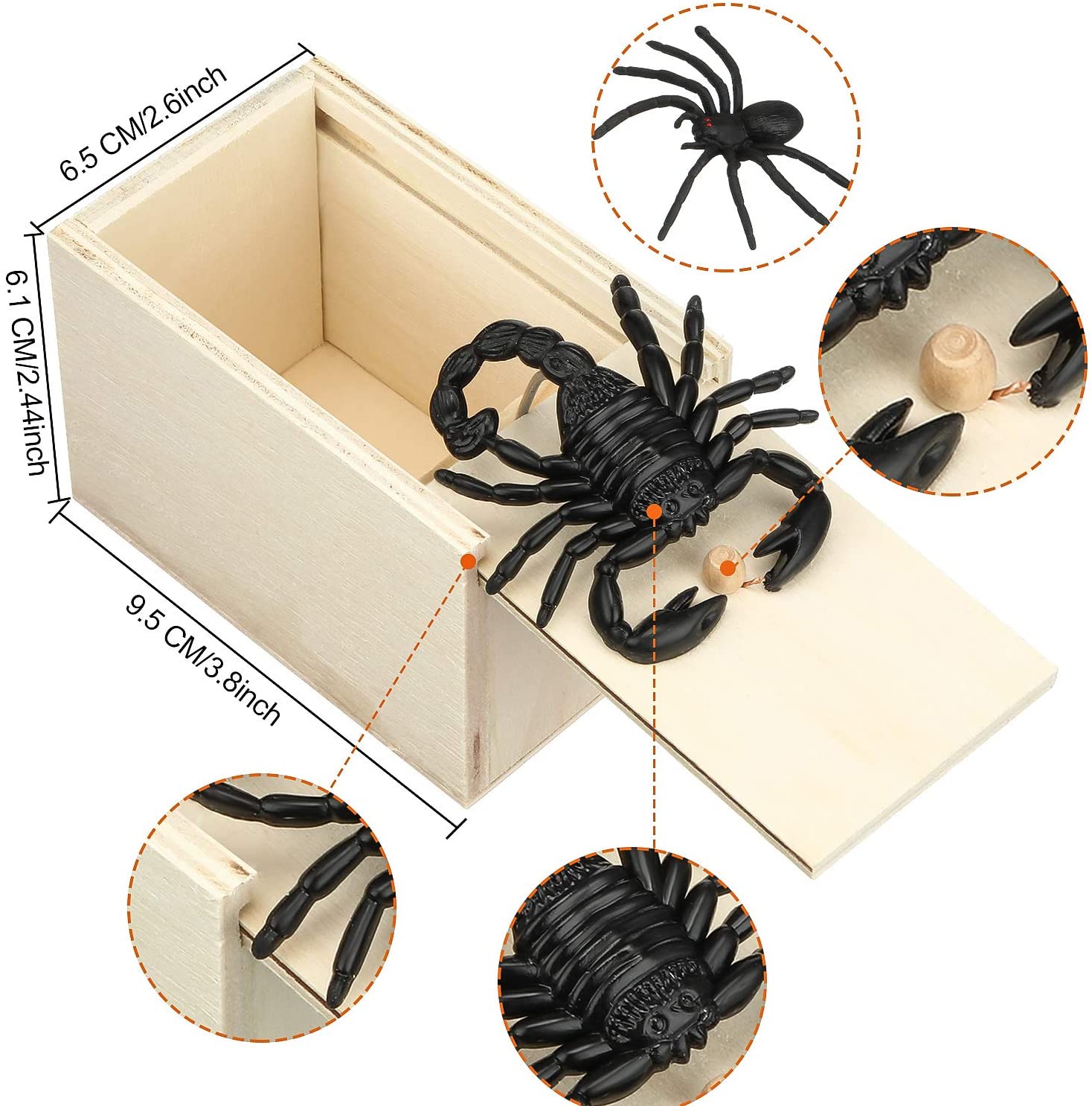 2 Pieces Spider Prank Scare Box Spider and Scorpion Prank Box Funny ...