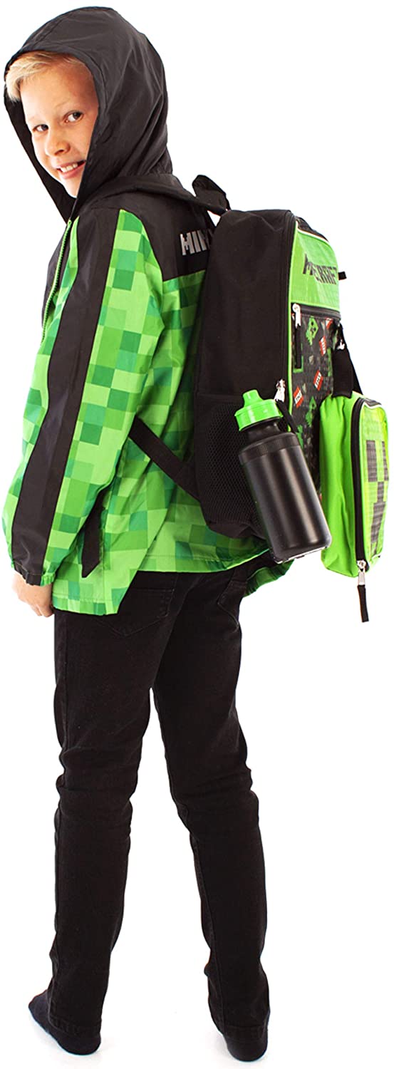 Minecraft Creeper TNT 5 Piece Backpack Set Lunch Box Pencil Case Bottle ...