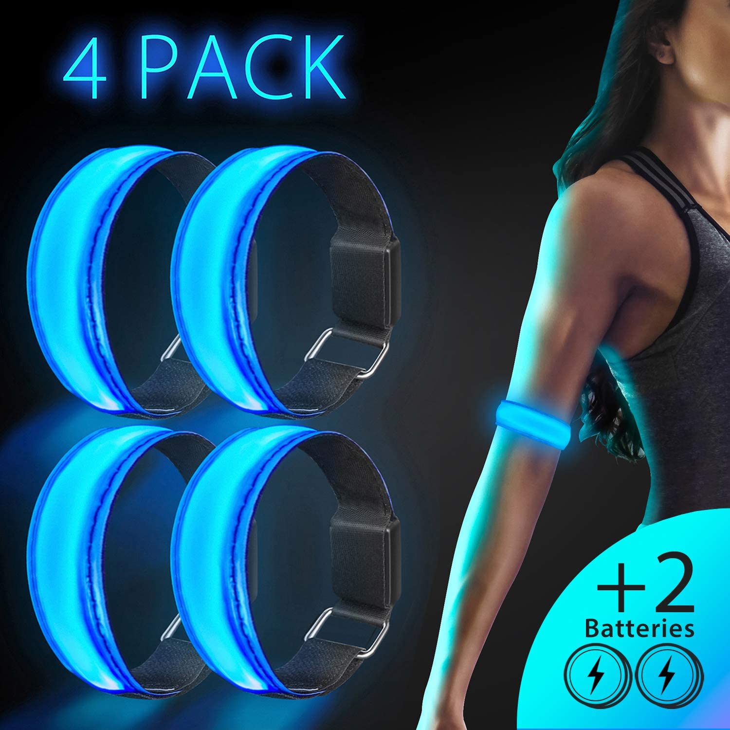 LED Armband, Flashing Reflective Led Safety Armband Light-up Armband ...