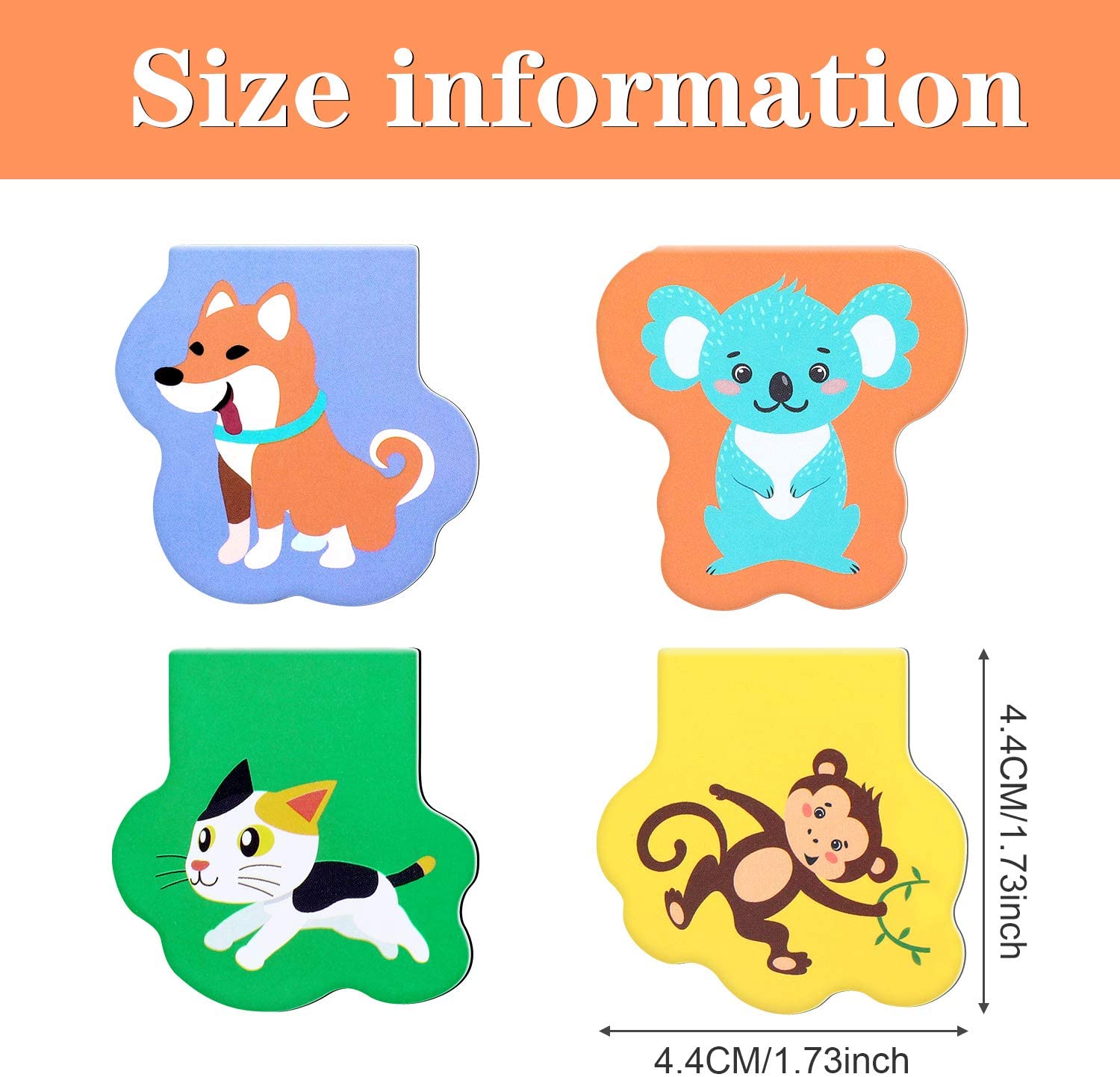 60 Pieces Cute Animal Magnetic Bookmarks Magnet Page Markers Cartoon ...