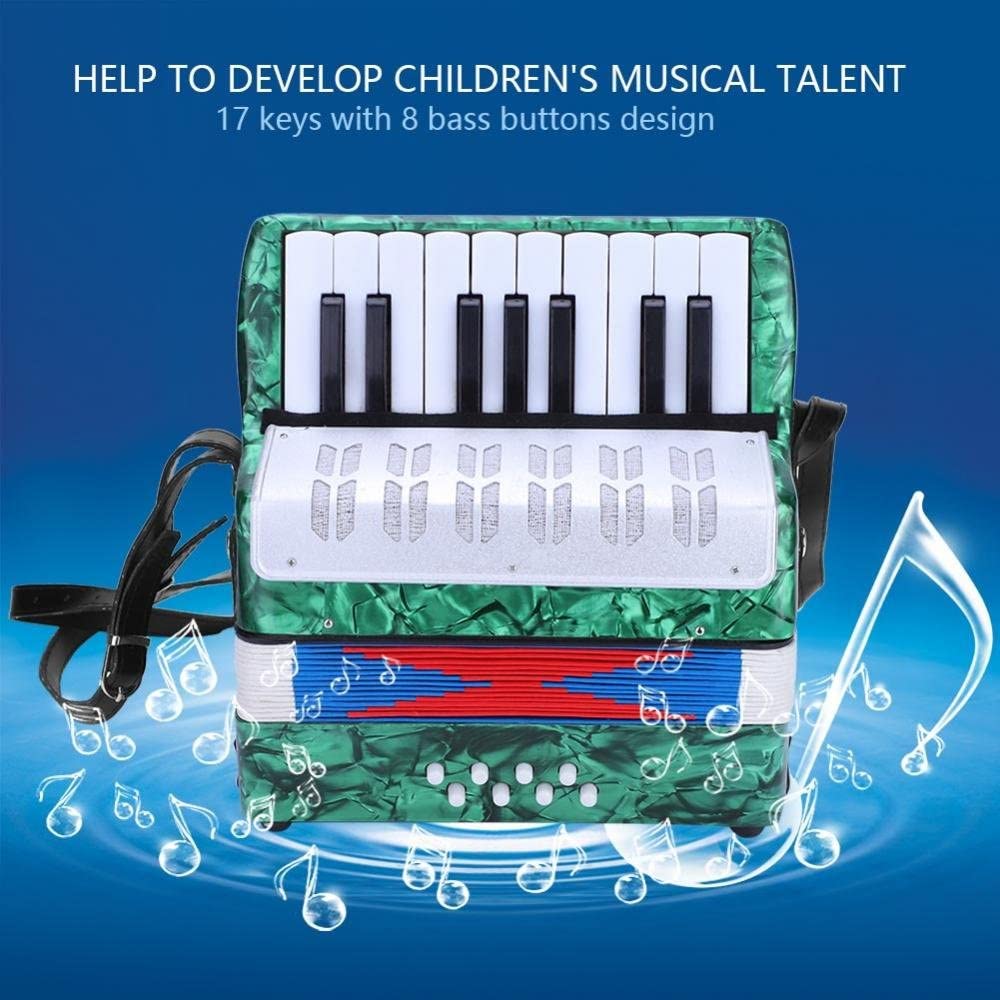 Mini Accordion Instrument for Kids Toy, Portable Children17 Keys 8 Bass ...