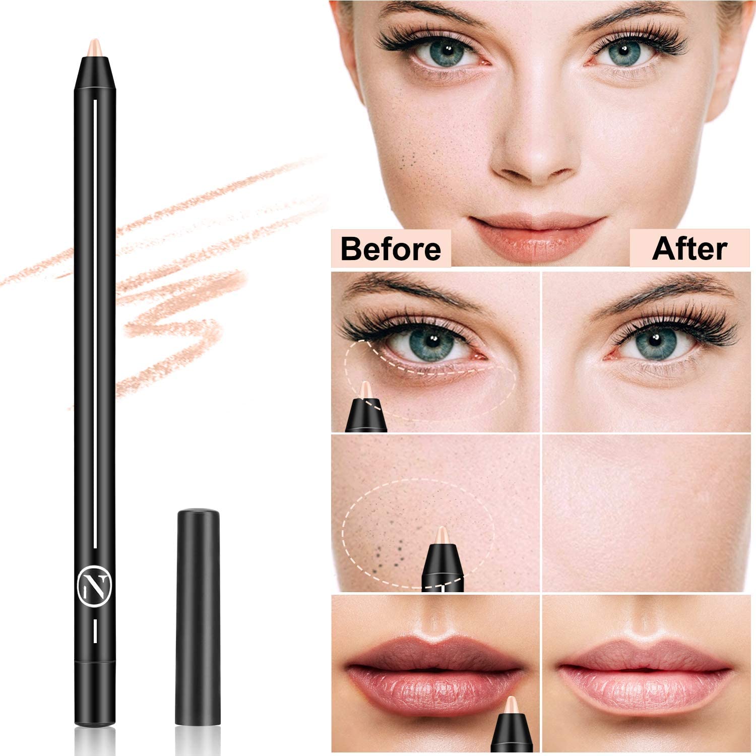 7 Colors Matte Lip Liner Set And 1PCS Concealer Pencil,Long Lasting ...