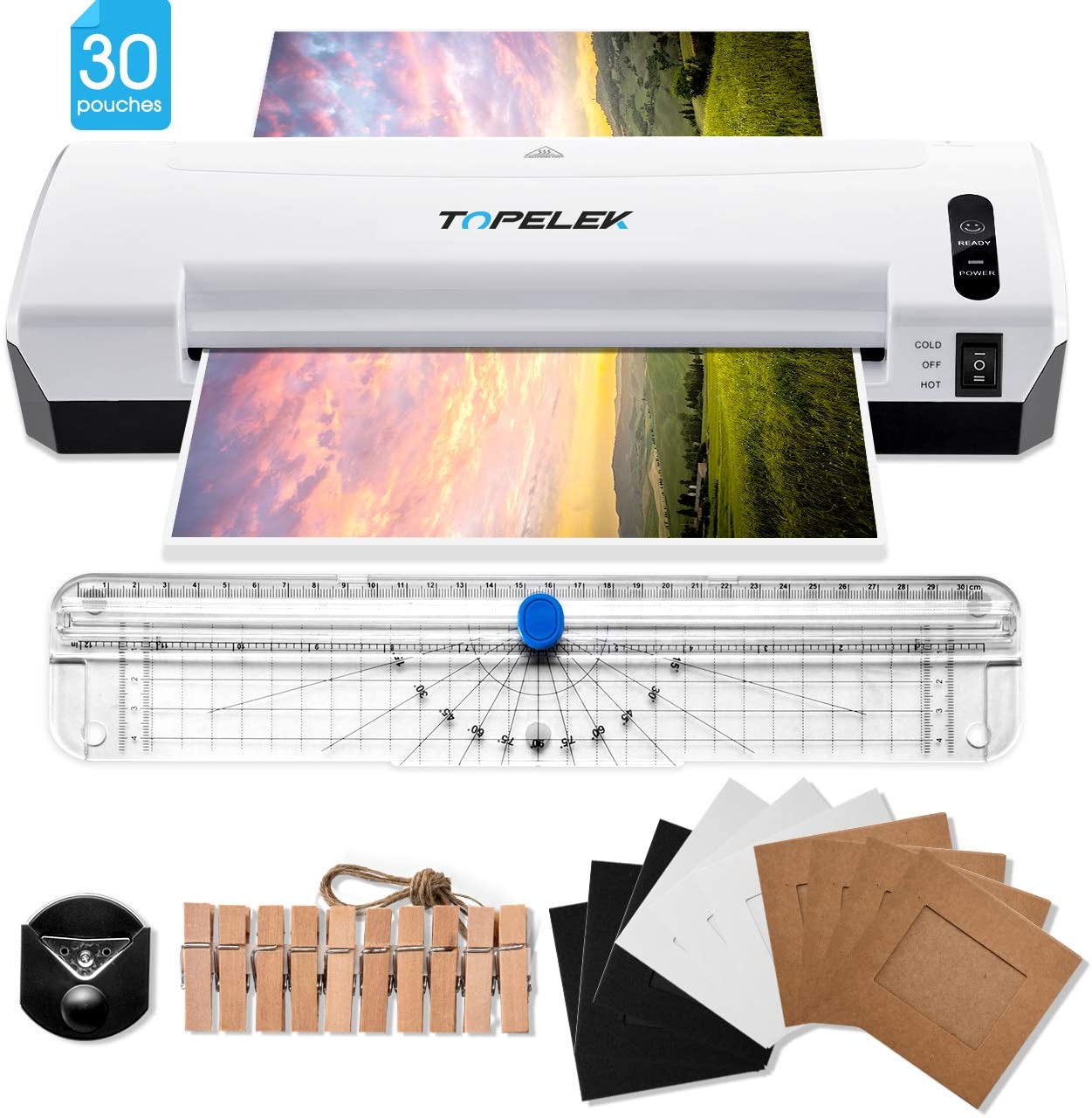 TOPELEK A4 Laminator, 5 in 1 Thermal Laminating Machine, 2 Roller Hot ...