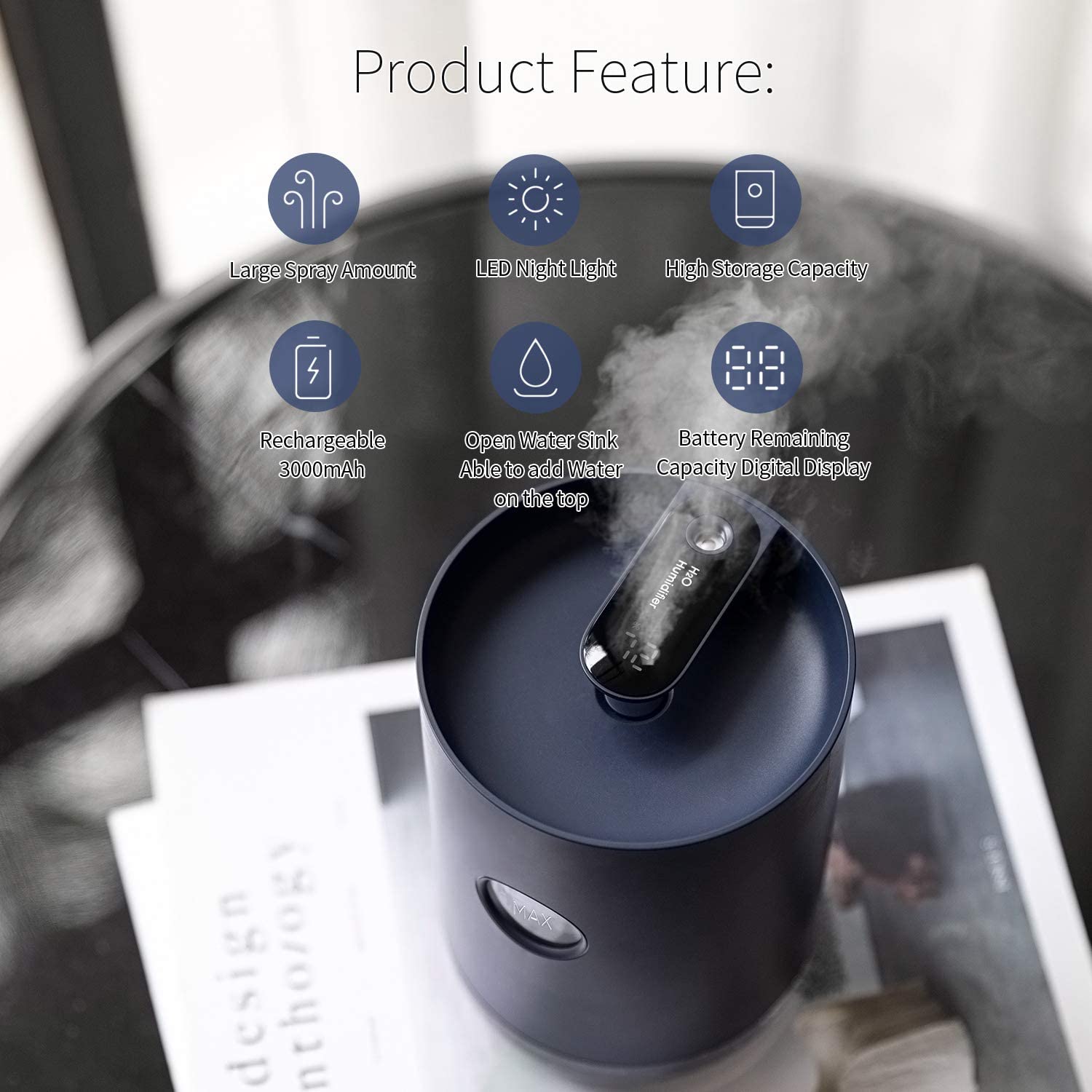 SmartDevil 1000ML Humidifier,air humidifier,Digital Display Humidifier ...