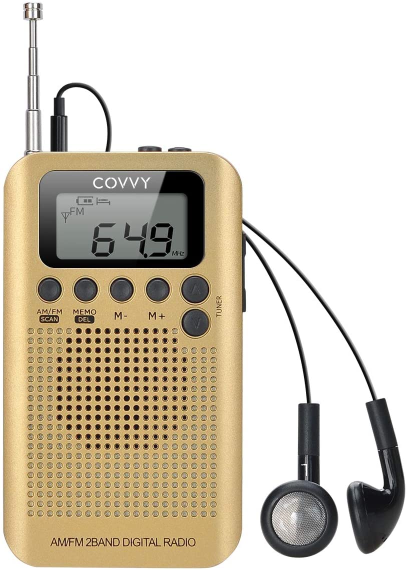 AM FM 2 Band Radio COVVY Digital 12/24H Time Display Radio Battery ...